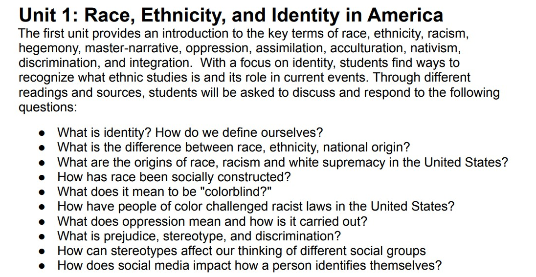 Santa Ana Unified School District ethnic studies curriculum for 9th ...