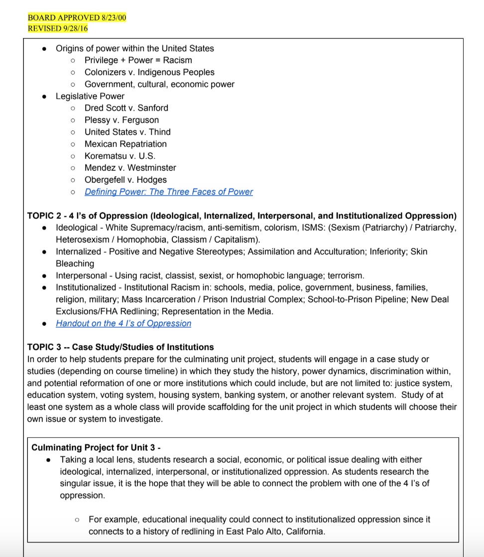 Sequoia Union High School District's Ethnic Studies curriculum focuses ...