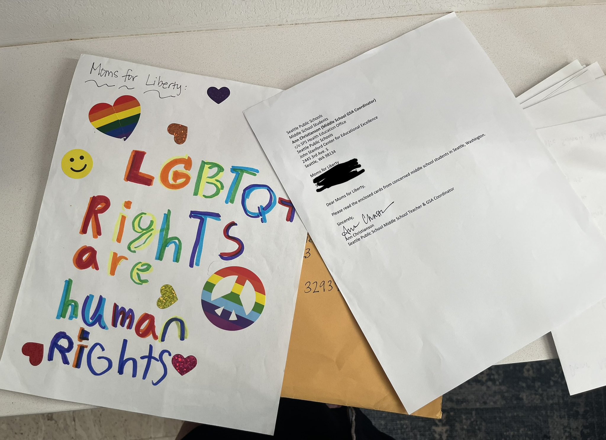 Seattle Public Schools middle school teacher has students write cards ...