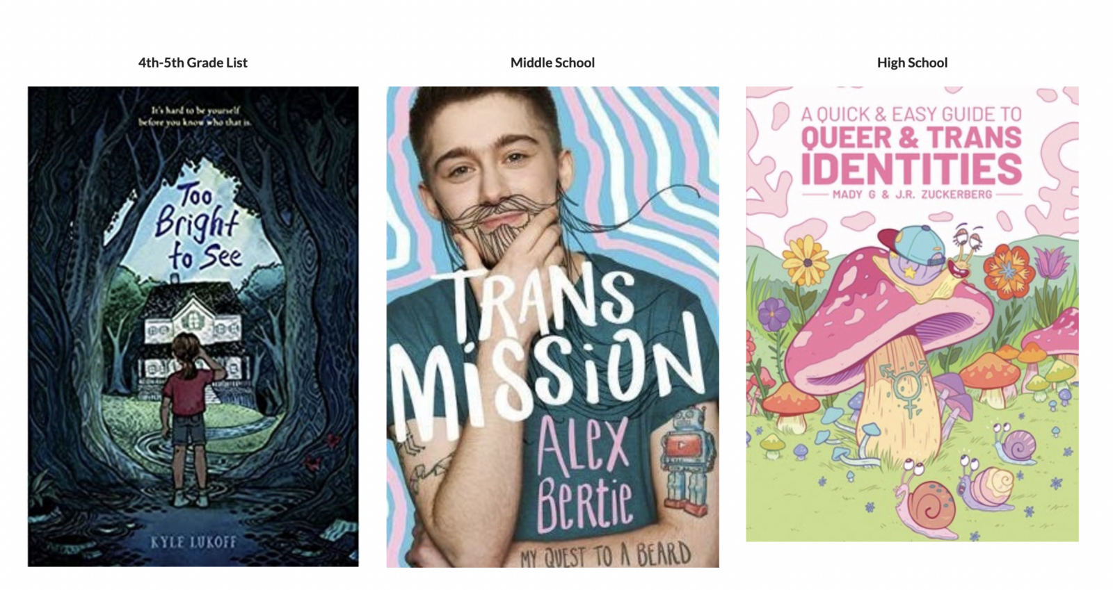 Berkeley Unified School District "Transgender Reading Lists" includes ...