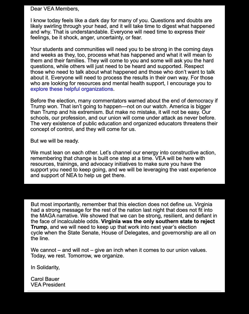 Virginia Education Association sends email to all members, attacking ...