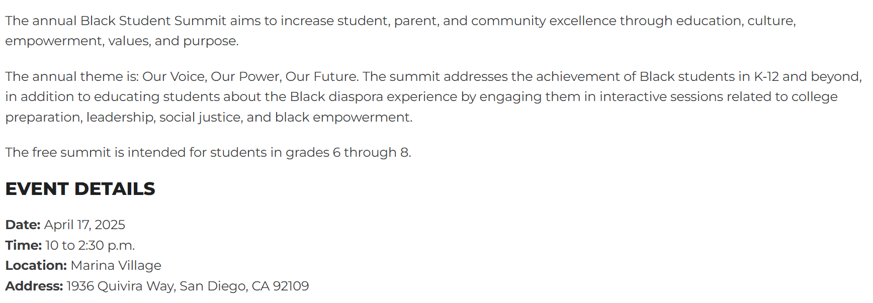San Diego County Office of Education held "Black Student Summit" that ...