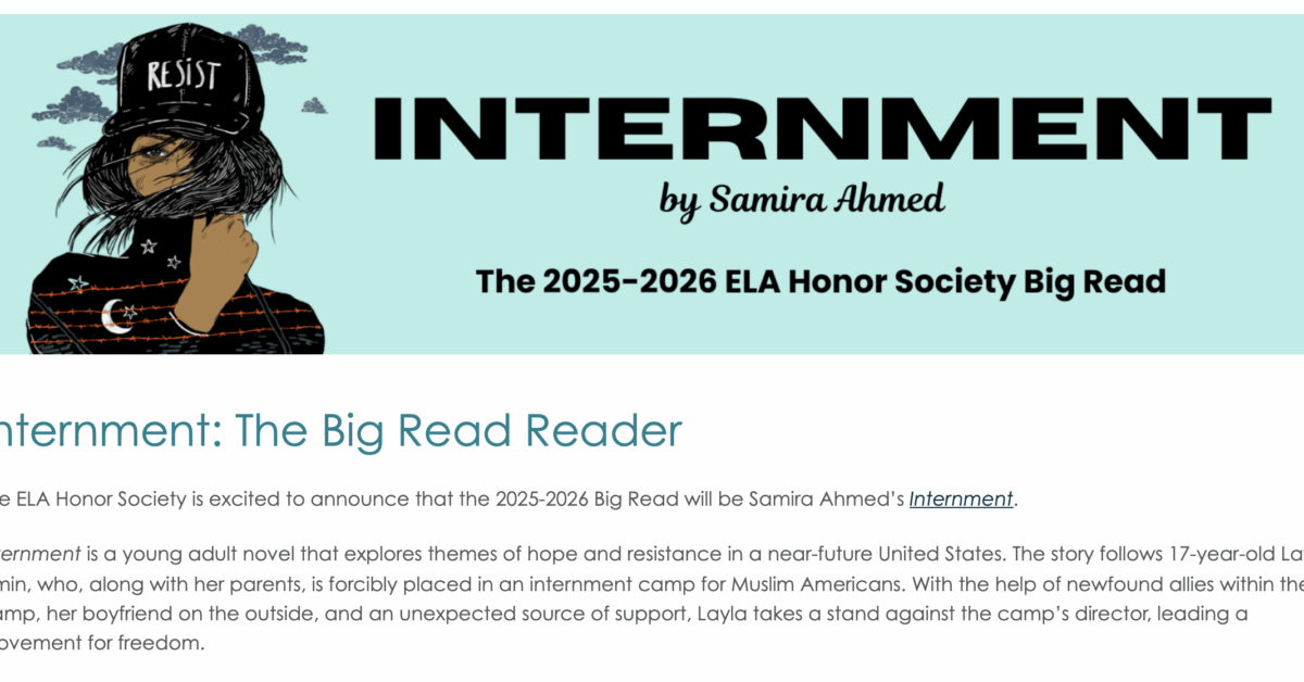 Middle School English Honor Society Chooses Internment, a Novel About ...